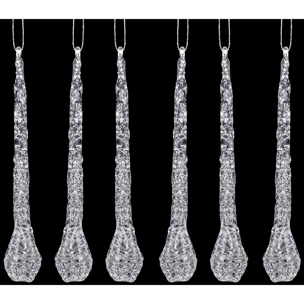 Red Co. 6” Decorative Clear Glass Icicle Drop Hanging Christmas Tree ...