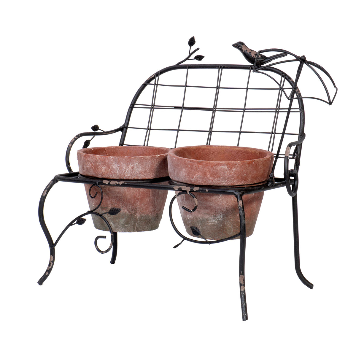 Vintage Weathered Metal Garden Bench Planter Holder — Red Co. Goods