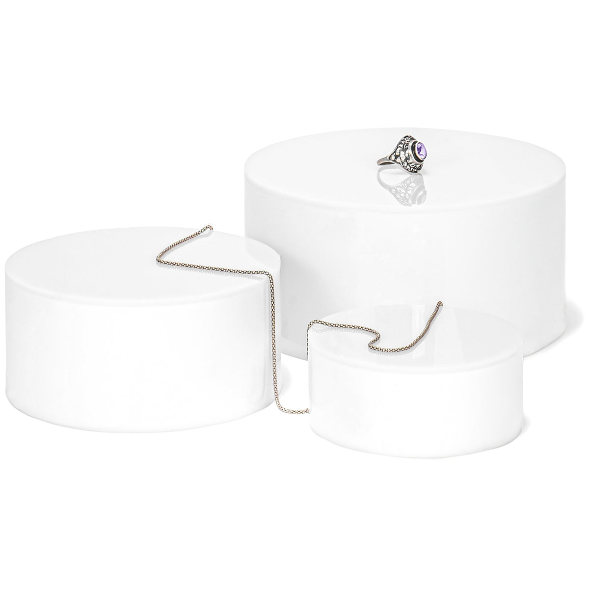 Red Co. Glossy White Acrylic Round Cylinder Display Nesting Risers ...